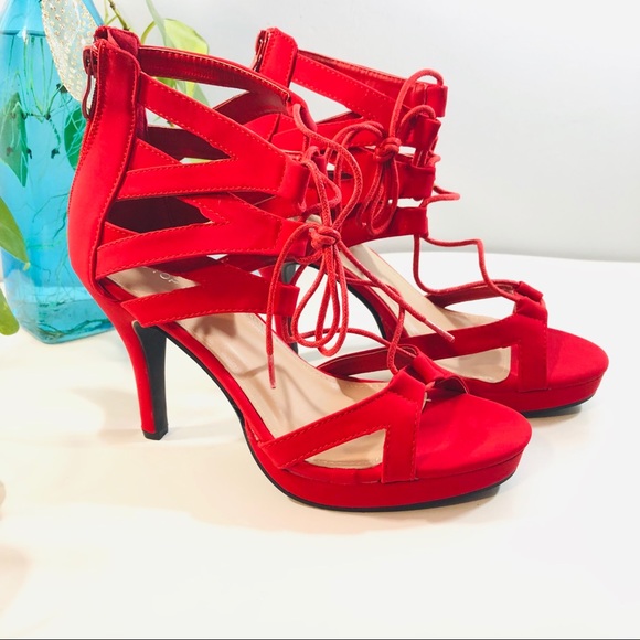 TOP Moda | Shoes | Top Moda Red Pebble2 Red Gladiator Heels | Poshmark